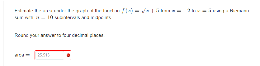 Solved Estimate the area under the graph of the function | Chegg.com