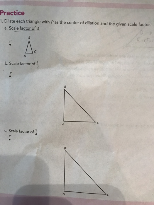 Solved Practice 1. Dilate each triangle with P as the center | Chegg.com
