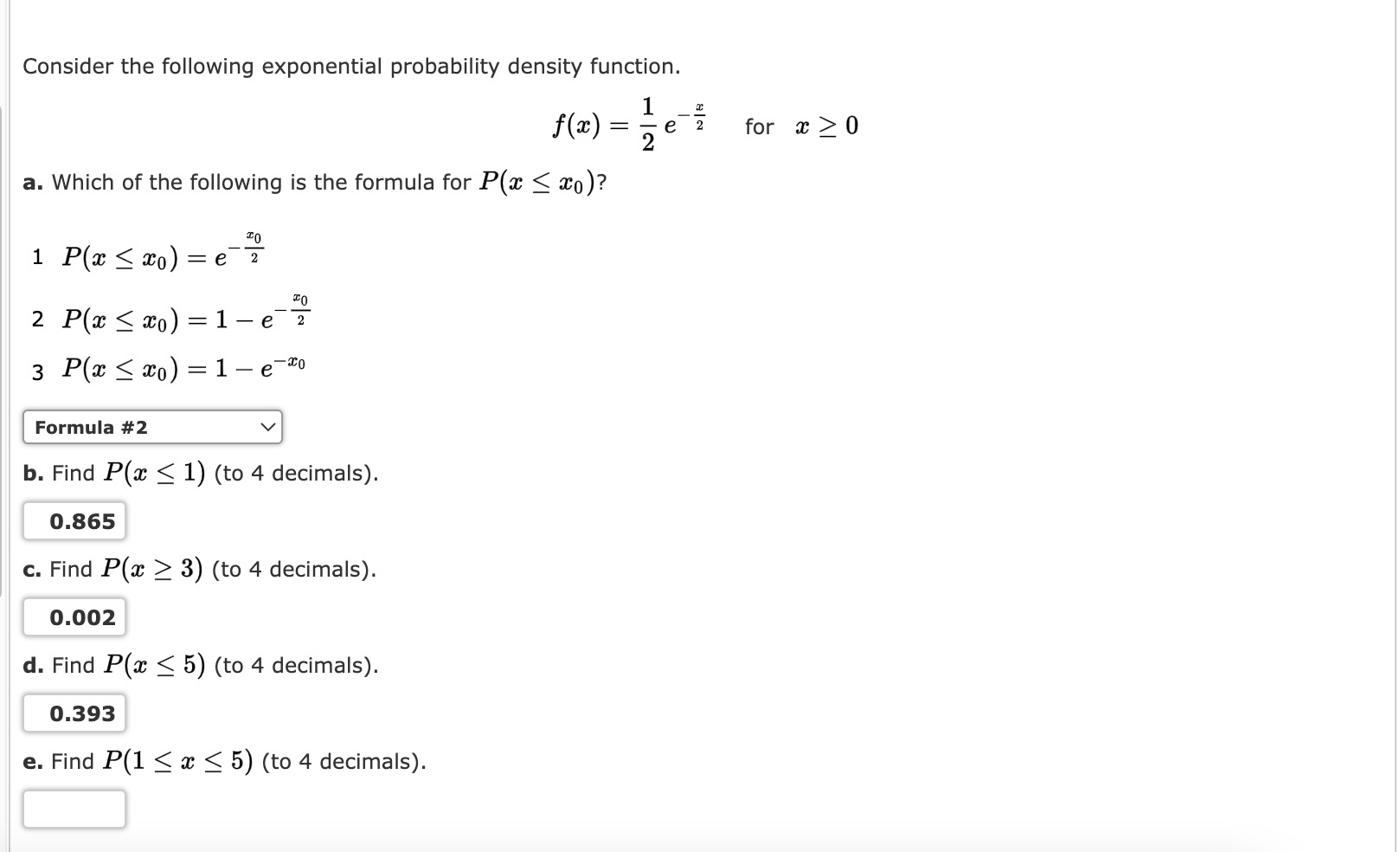 Solved Consider the following exponential probability | Chegg.com