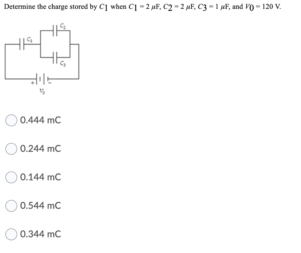 Solved Determine the charge stored by C1 when C1 = 2 uF, C2 | Chegg.com