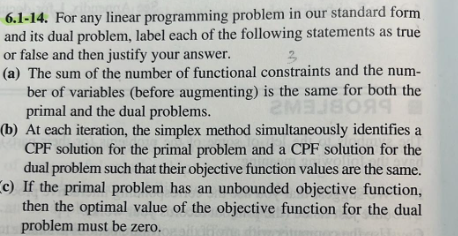 Solved 6.1-14. For any linear programming problem in our | Chegg.com