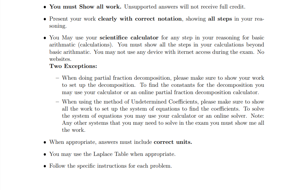 Solved • You must Show all work. Unsupported answers will | Chegg.com