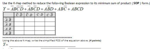 Solved Use the K-Map method to reduce the following Boolean | Chegg.com