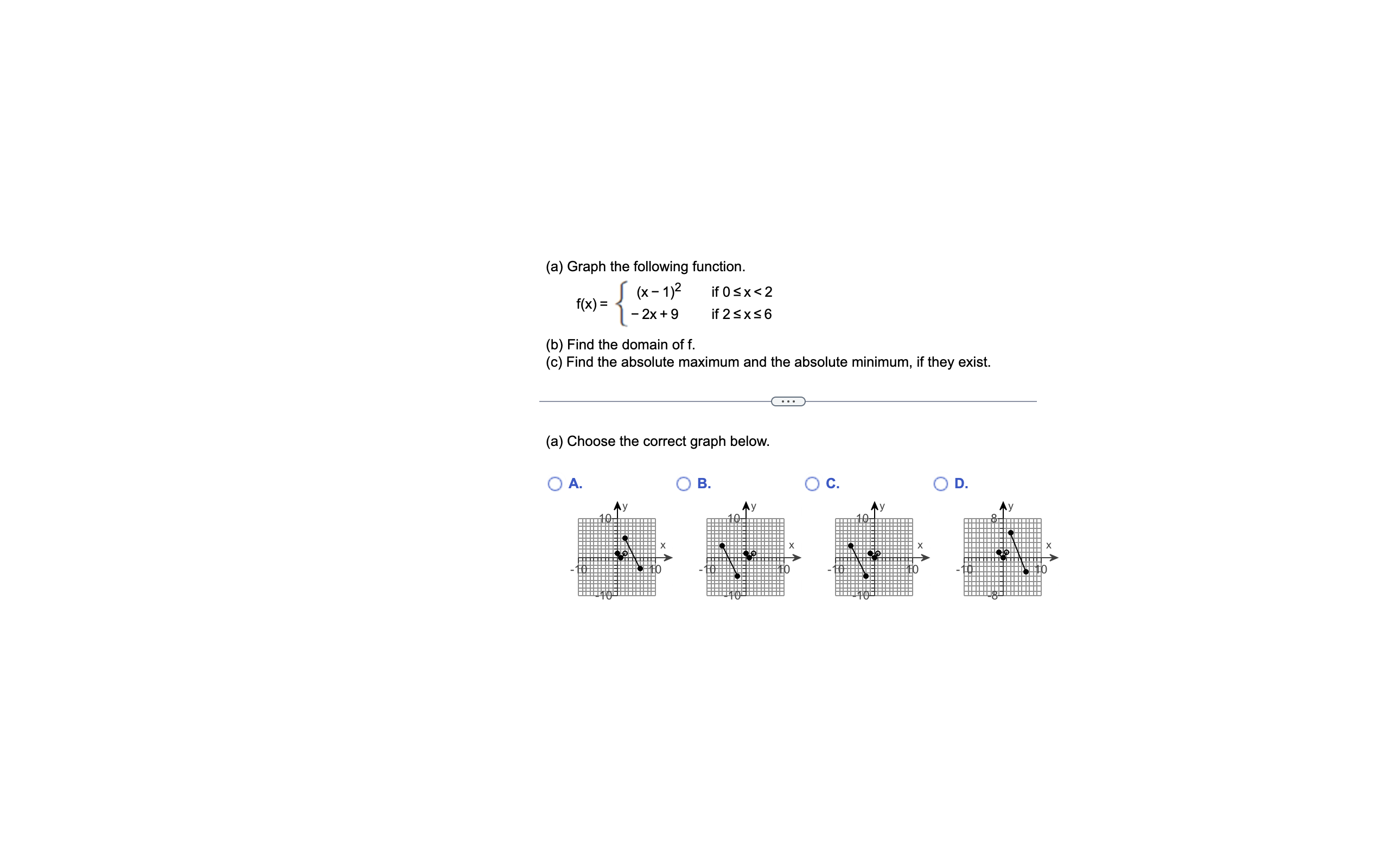 Solved A Graph The Following Function F X { X−1 2−2x 9