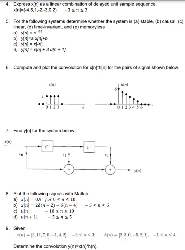 Solved 4. Express x[n] as a linear combination of delayed | Chegg.com