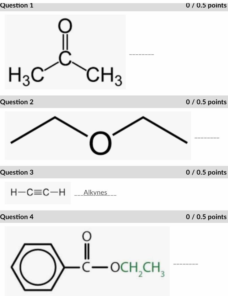 Solved Question 1 0 / 0.5 points H3C CH3 Question 2 0 / 0.5 | Chegg.com