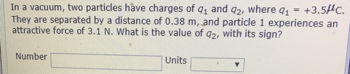 Solved In a vacuum, two particles hàve charges of q1 and q2, | Chegg.com
