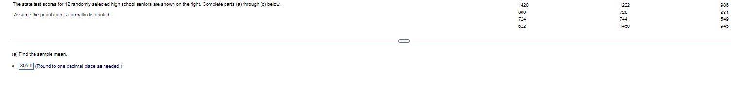 Solved The state test scores for 12 randomly selected high | Chegg.com
