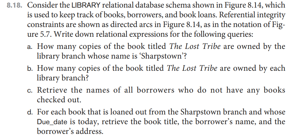 Solved 1. (50 points) [Relational algebra] Do the exercises | Chegg.com