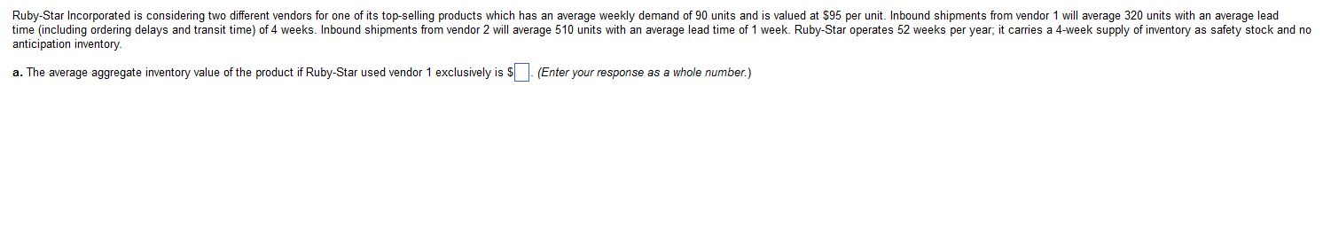 Solved anticipation inventory.a. ﻿The average aggregate | Chegg.com