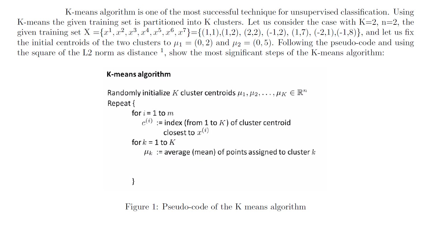 Solved K-means algorithm is one of the most successful | Chegg.com