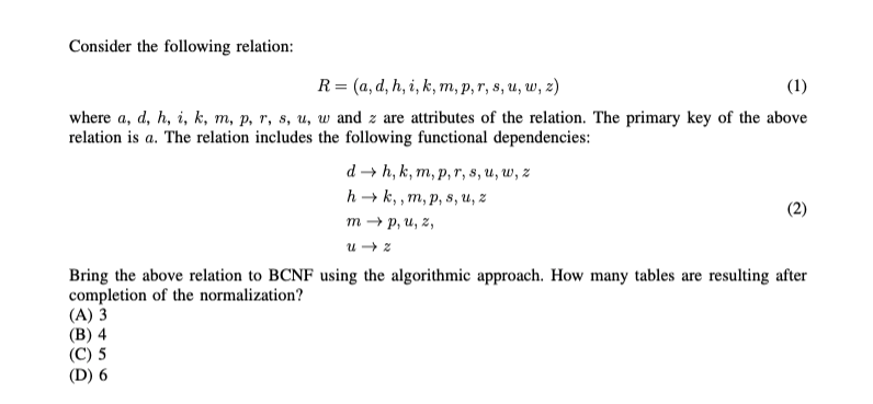 Solved Consider the following relation: | Chegg.com