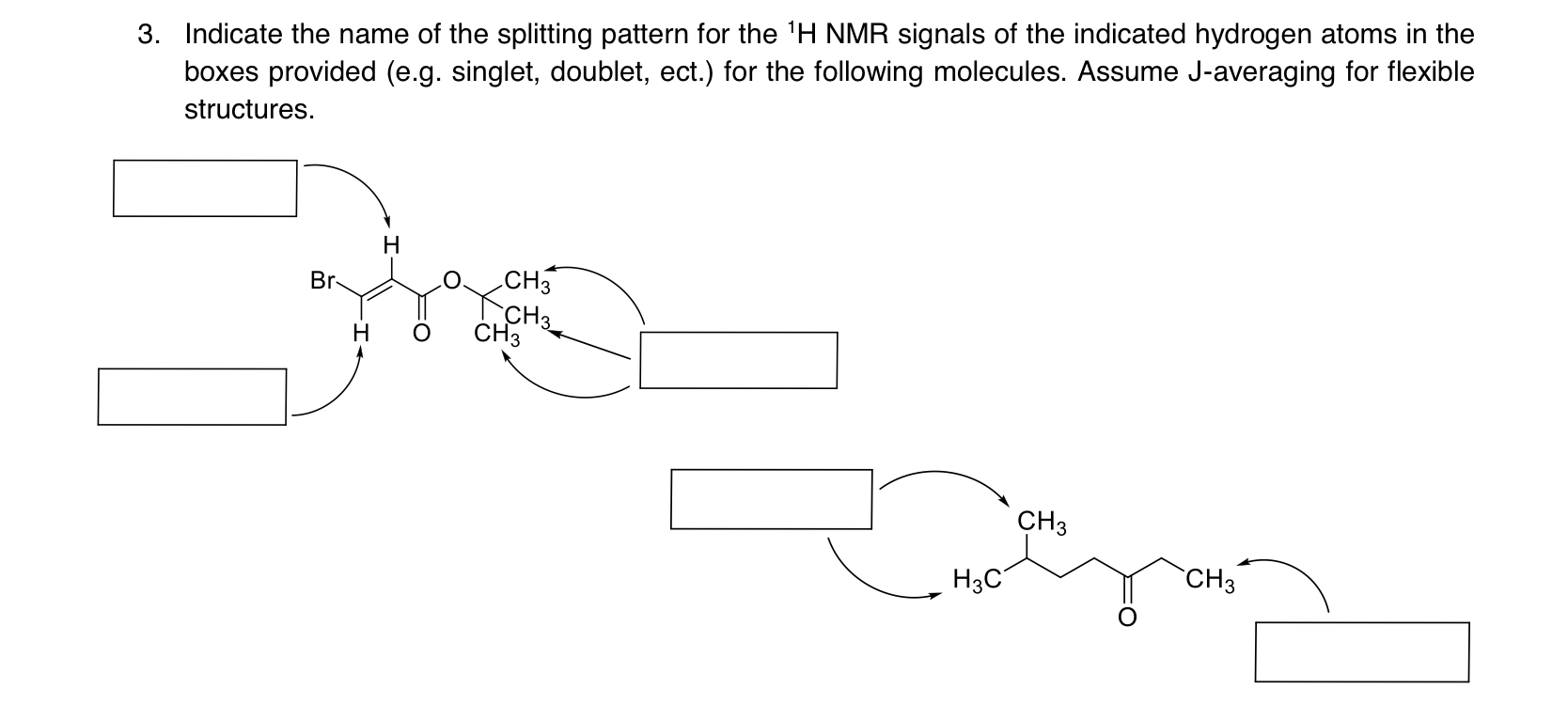 Solved 3. Indicate the name of the splitting pattern for the | Chegg.com