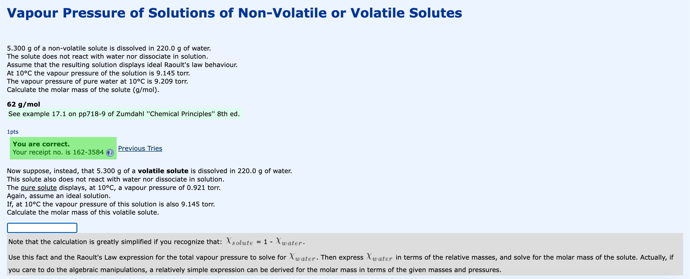 Solved \\( 5.300 \\mathrm{~g} \\) of a non-volatile solute | Chegg.com