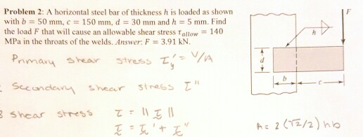 Solved Calculate the load, primary shear, secondary shear, | Chegg.com