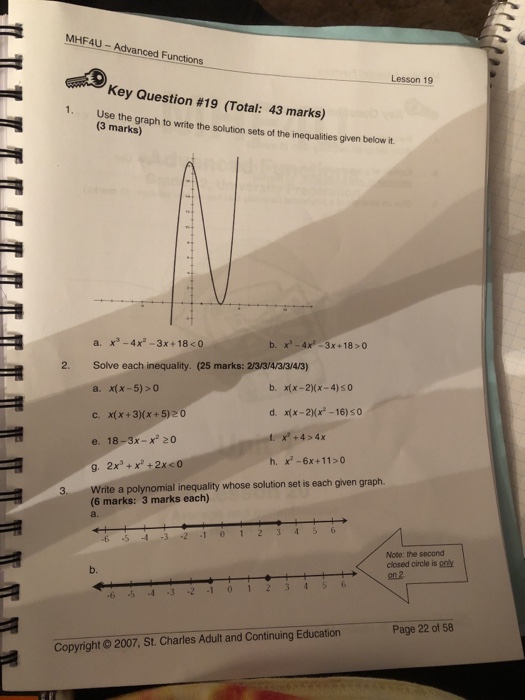 Solved MHF4U-Advanced Functions Lesson 19 Key Question #19 | Chegg.com