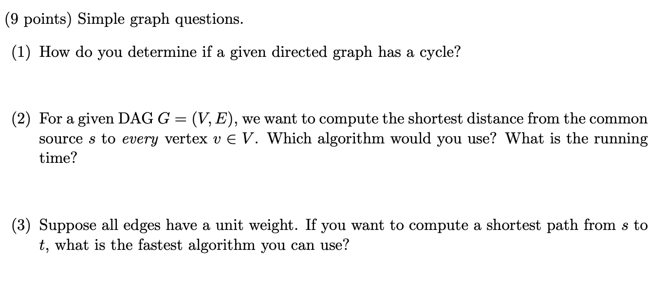 Solved (9 points) Simple graph questions. (1) How do you | Chegg.com