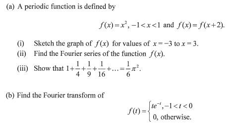 Solved (a) A periodic function is defined by f(x)=x2,−1 | Chegg.com