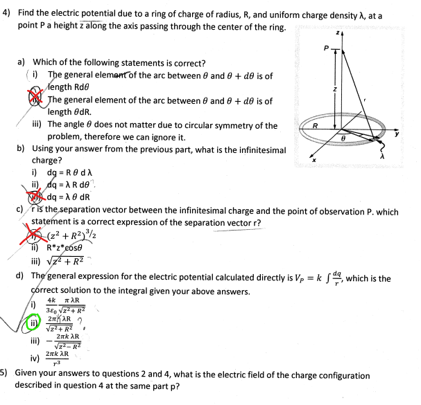 Solved Find the electric potential due to a ring of charge | Chegg.com