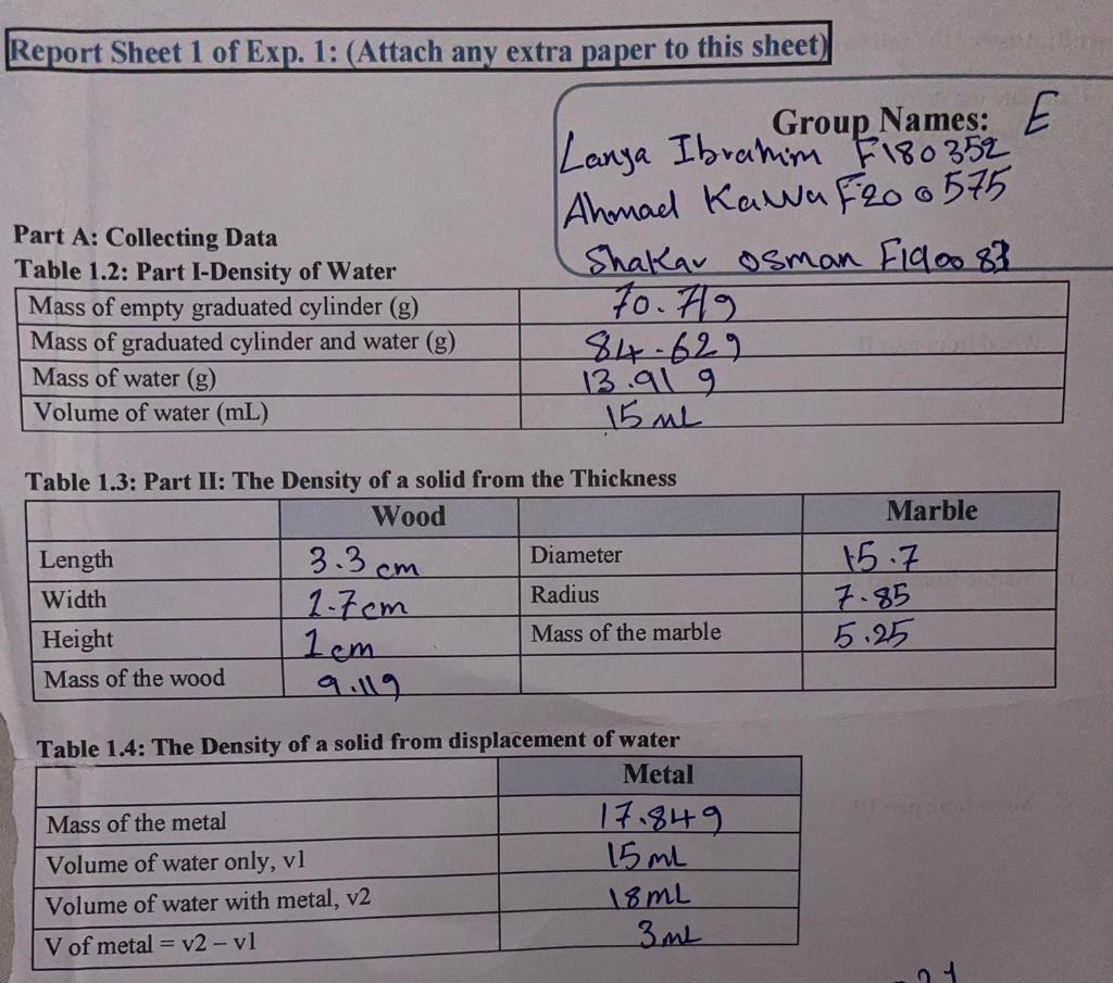 Solved hello I need a lab report for measurements and | Chegg.com