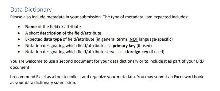 Creating an ERD and Data Dictionary for the presented | Chegg.com