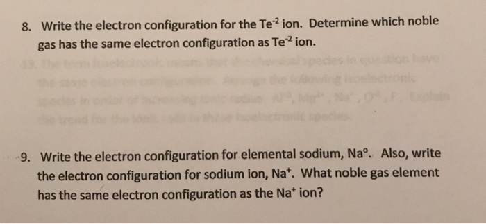 Solved Write the electron configuration for the Te2 ion. | Chegg.com