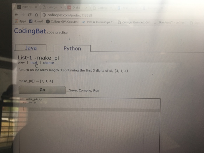 Solved Nike x Georgi e codingbat.com/prob/p113659 Apps Homeo | Chegg.com