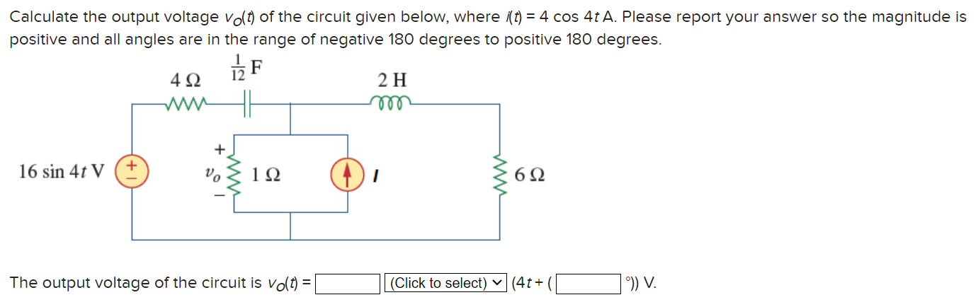 Solved Calculate the output voltage vo(t) of the circuit | Chegg.com