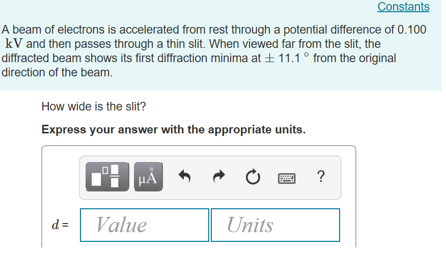 Solved Constants A Beam Of Electrons Is Accelerated From