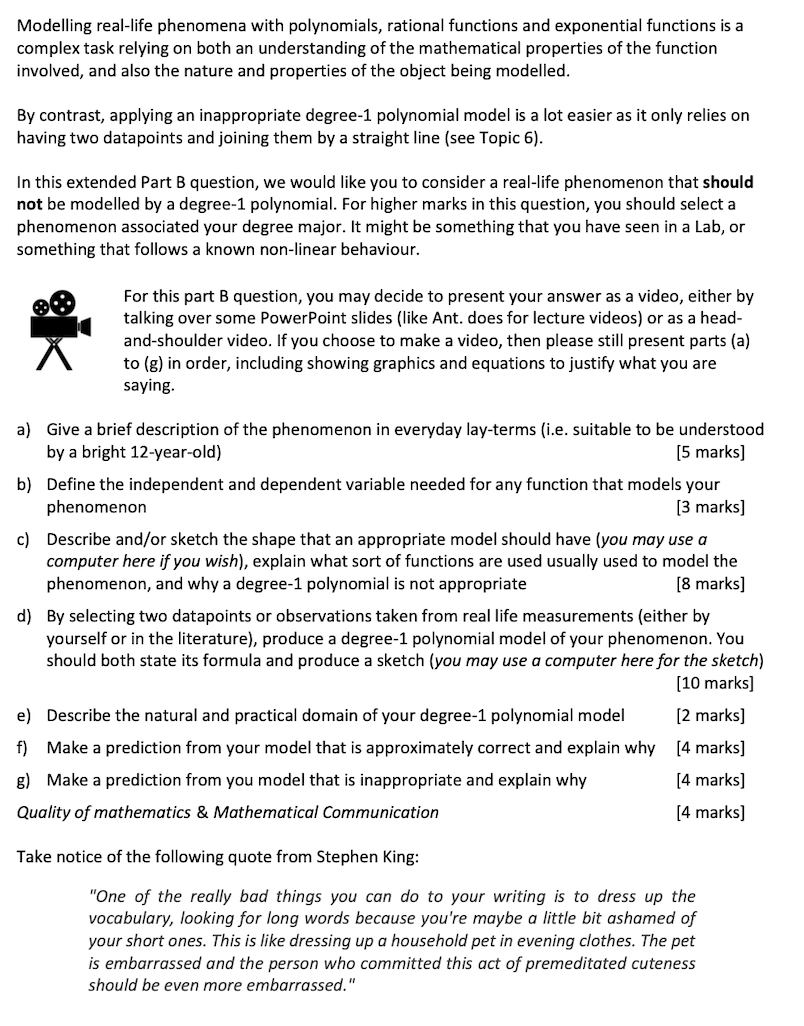 Modelling real-life phenomena with polynomials, | Chegg.com