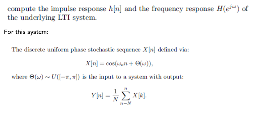 Solved compute the impulse response h[n] and the frequency | Chegg.com