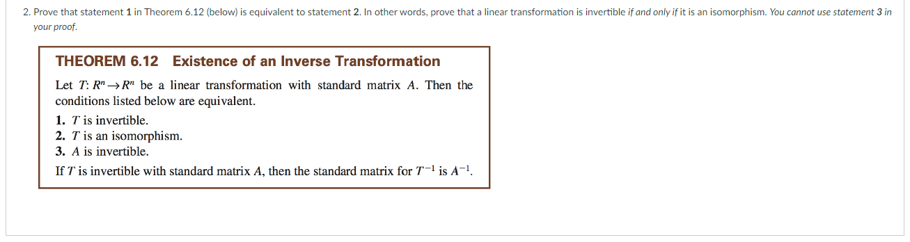 Solved THEOREM 6.12 Existence of an Inverse Transformation | Chegg.com
