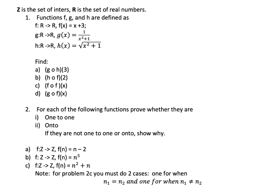 Solved Z is the set of inters, R is the set of real numbers. | Chegg.com