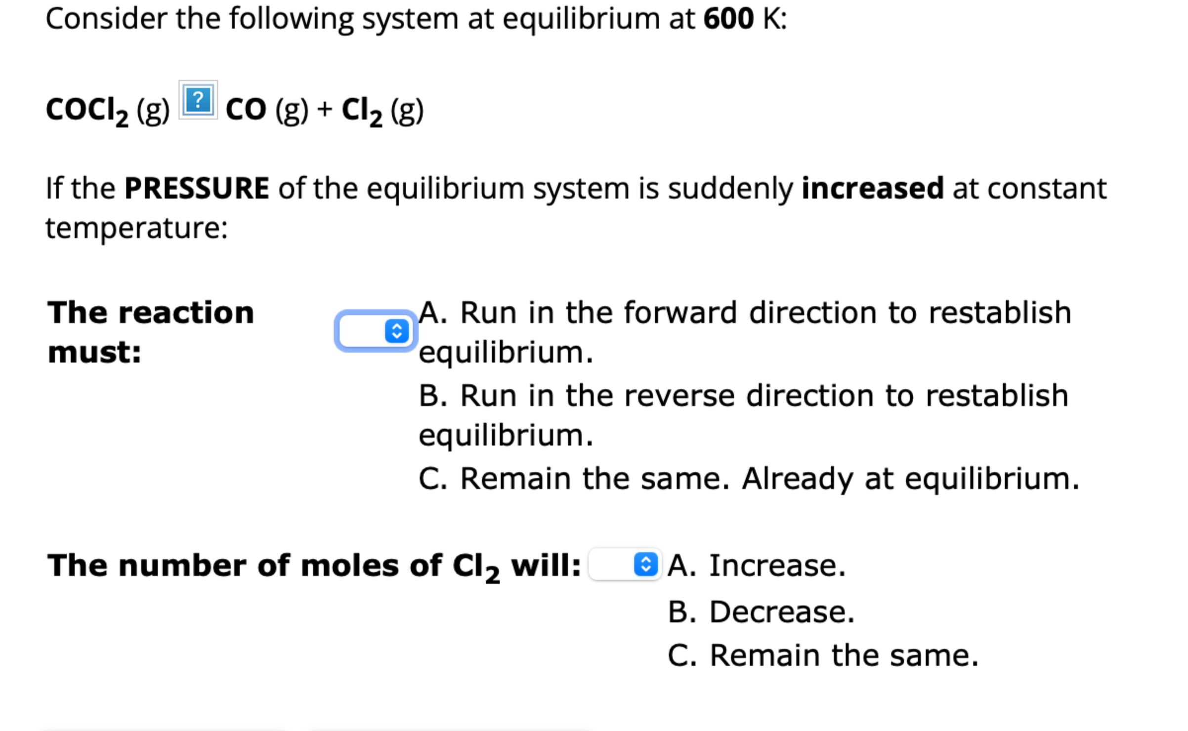 Solved Consider the following system at equilibrium at 600K | Chegg.com