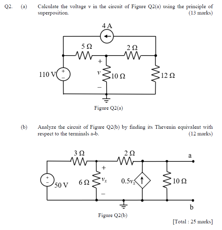 Solved Q2. (a) Calculate the voltage v in the circuit of | Chegg.com