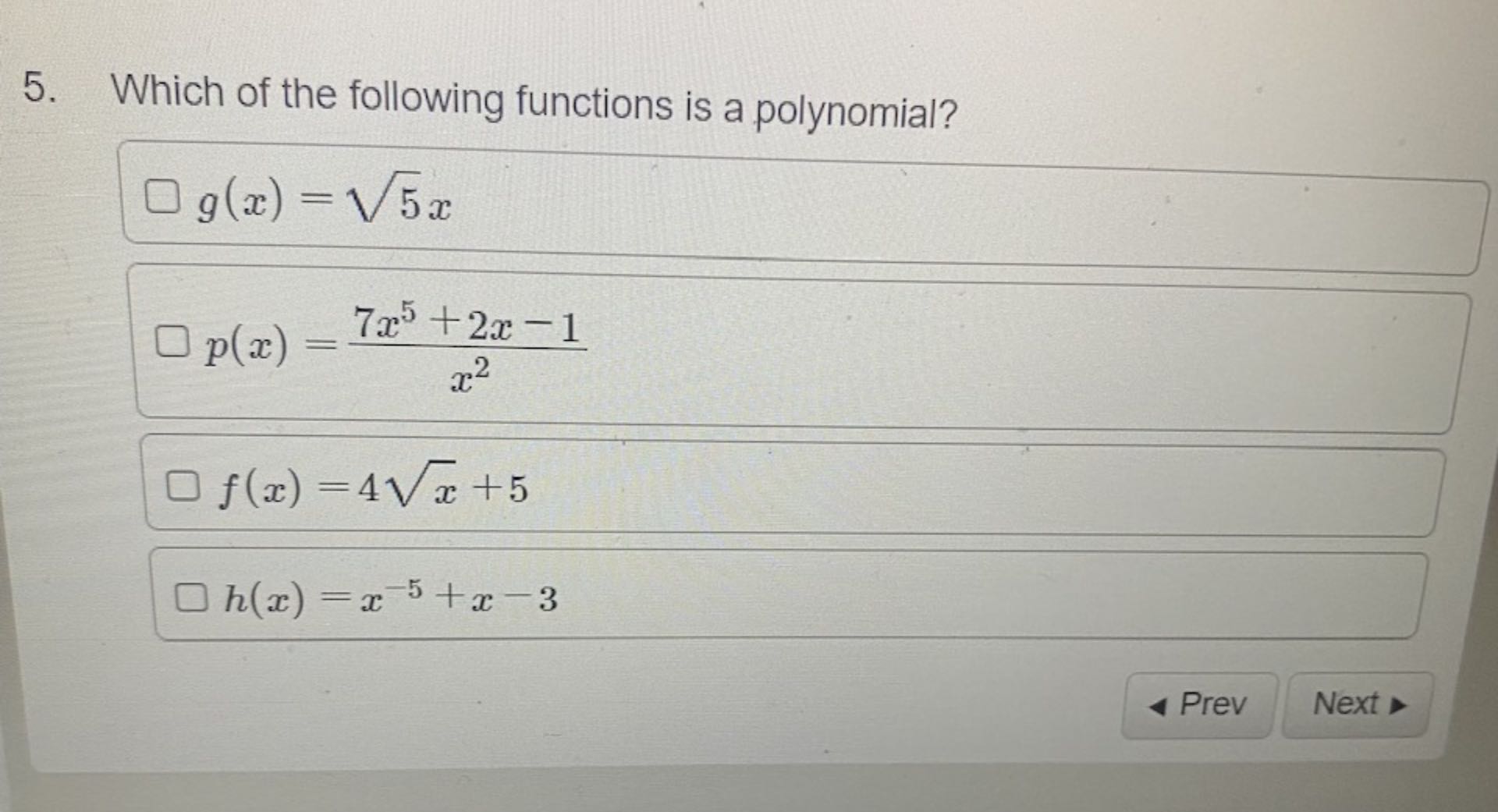 Solved Which of the following functions is a | Chegg.com