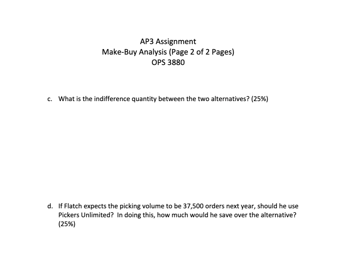 Solved AP3 Assignment Make-Buy Analysis (Page 1 of 2 Pages) | Chegg.com