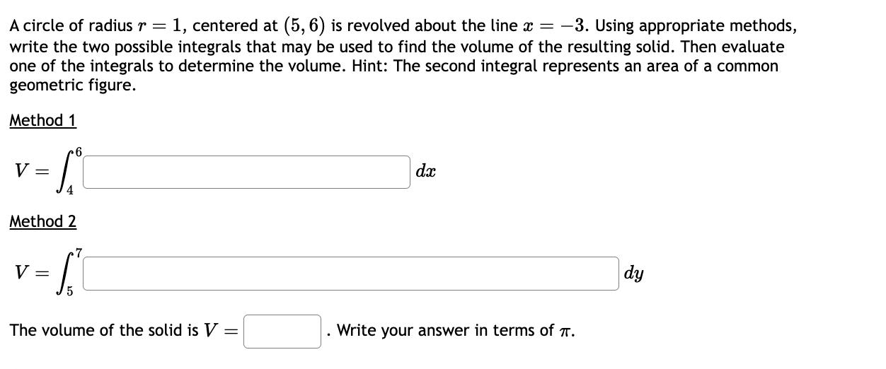 Solved A circle of radius r=1, ﻿centered at (5,6) ﻿is | Chegg.com