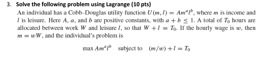 Solved 3. Solve the following problem using Lagrange ( | Chegg.com