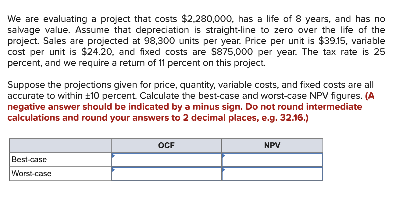 Solved We are evaluating a project that costs $2,280,000, | Chegg.com