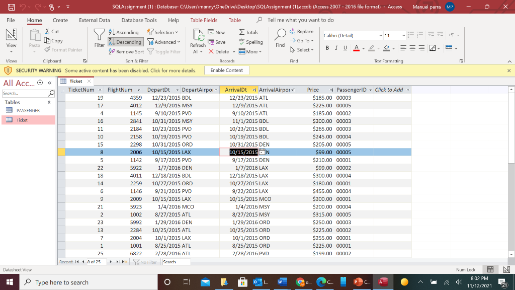 Solved Use a JOIN to list ticket number, passenger last | Chegg.com