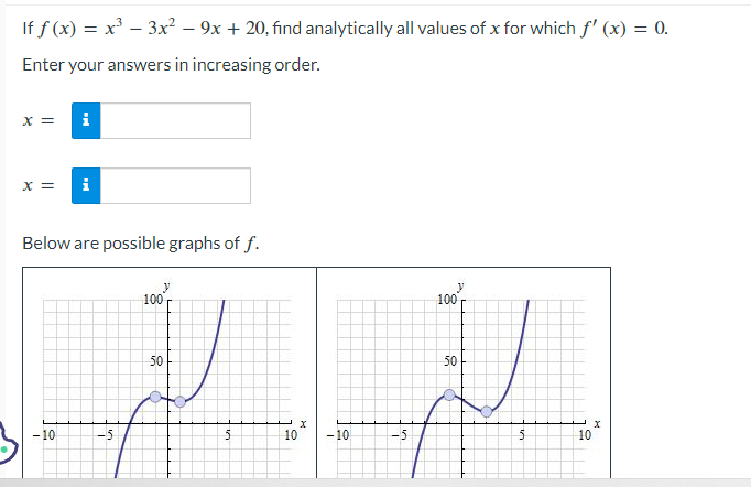 Solved If f(x)=x3−3x2−9x+20, find analytically all values of | Chegg.com