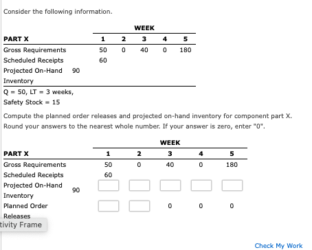 Solved Consider the following information.Q=50,LT=3 | Chegg.com