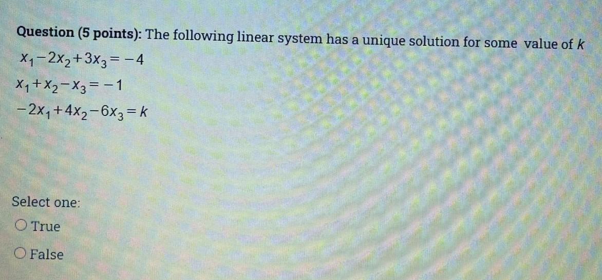 Solved Question ( 5 points): The following linear system has | Chegg.com