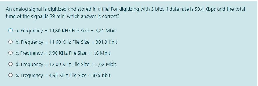 Solved An analog signal is digitized and stored in a file. | Chegg.com