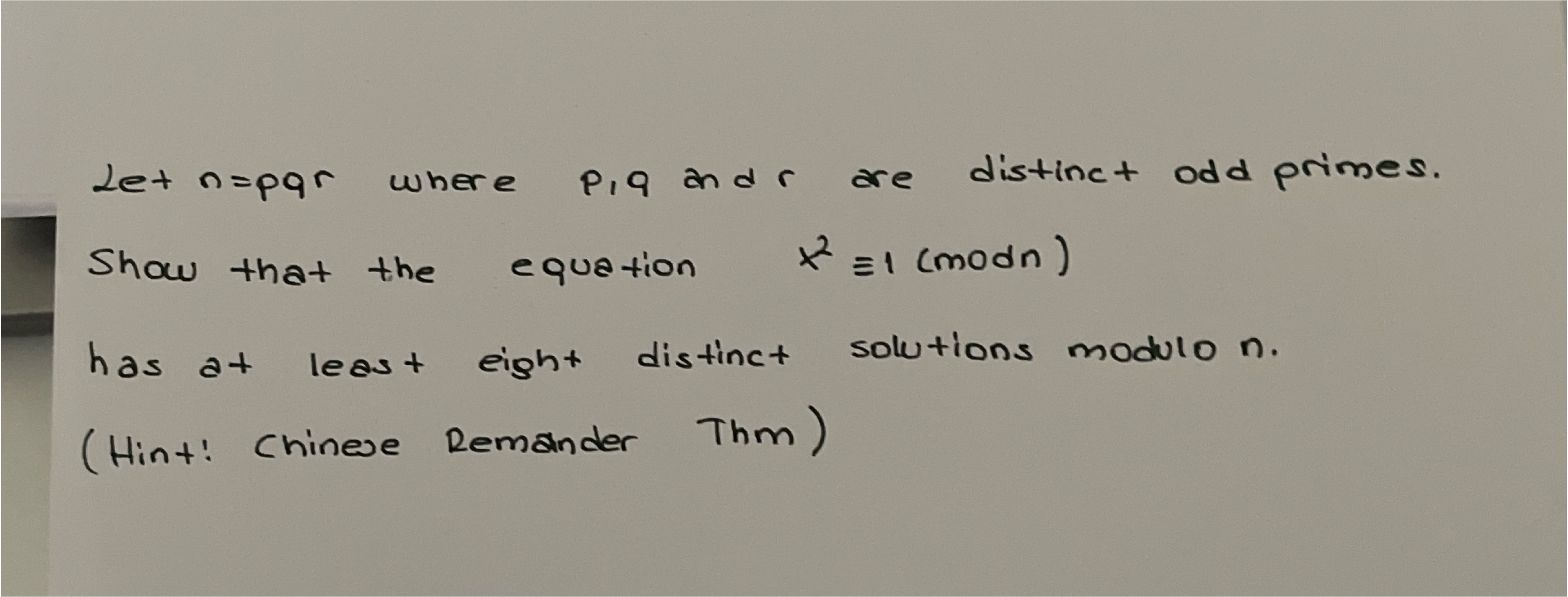 Solved Let n=pqr ﻿where p,q ﻿andr are distinct odd | Chegg.com