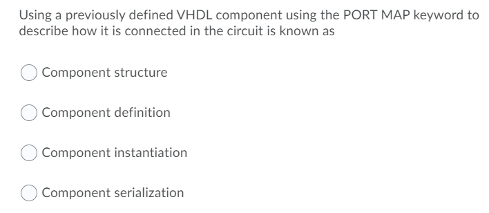 Solved Using a previously defined VHDL component using the | Chegg.com