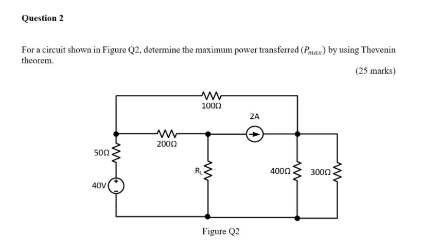 Solved Question 2 For a circuit shown in Figure Q2, | Chegg.com