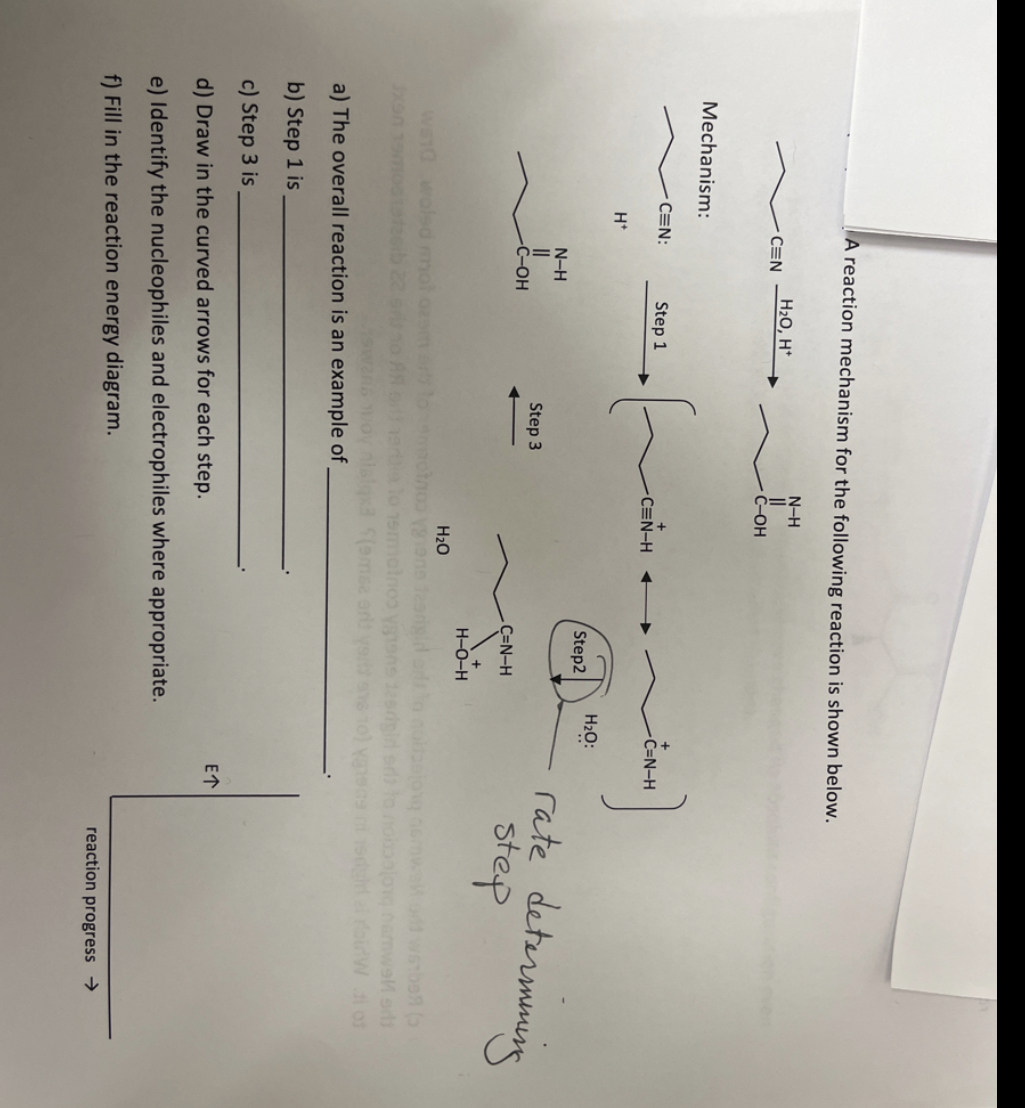 A reaction mechanism for the following reaction is | Chegg.com