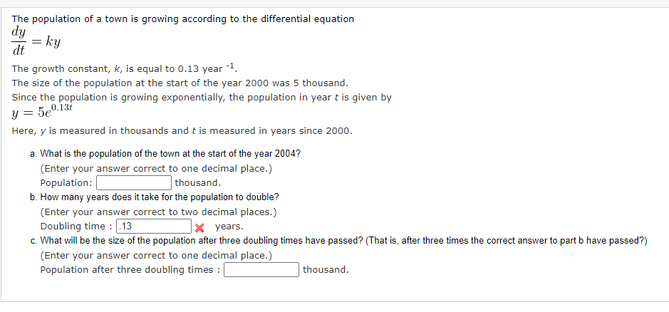 Solved The population of a town is growing according to the | Chegg.com